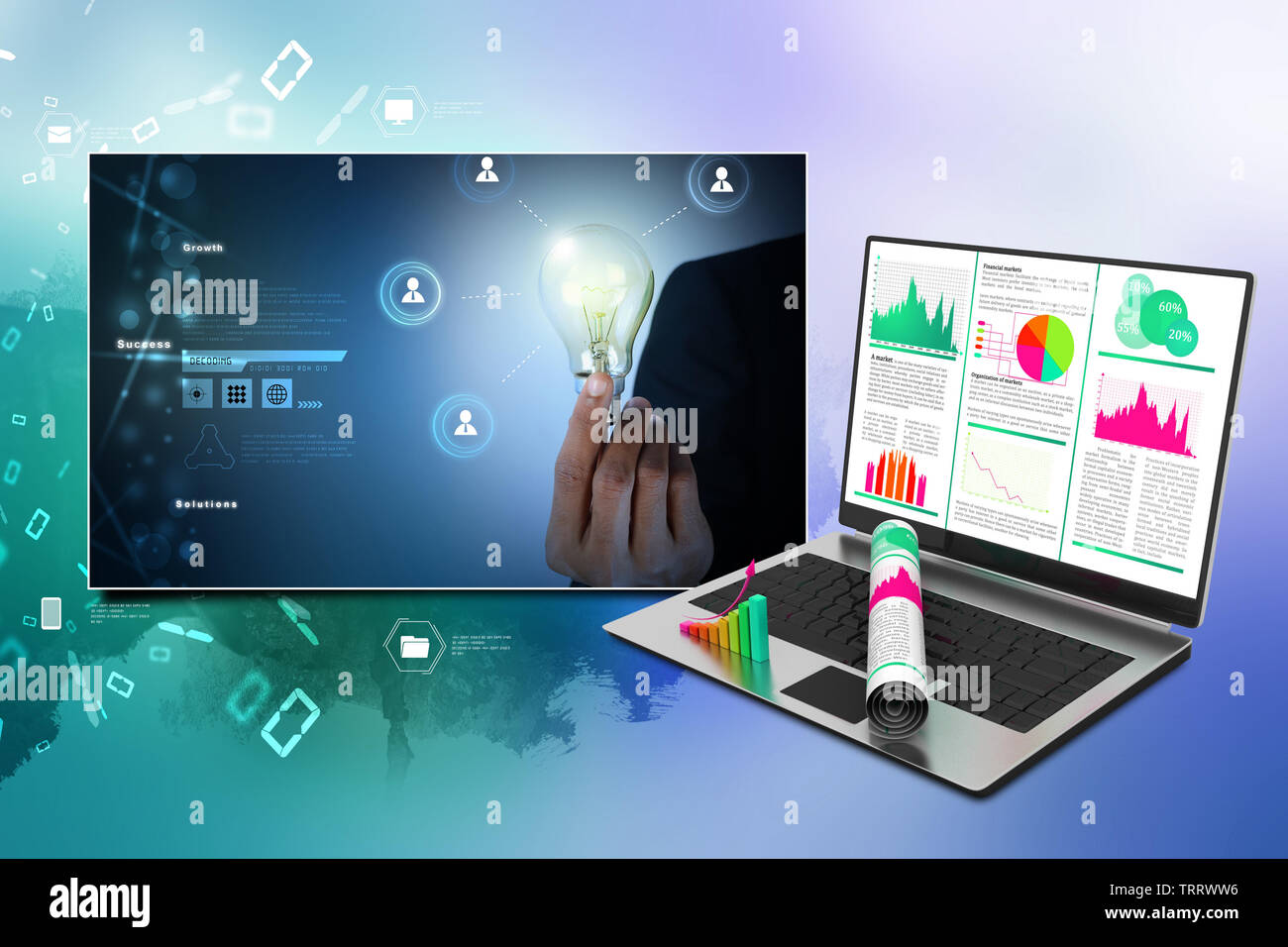Laptop showing a financial report Stock Photo - Alamy