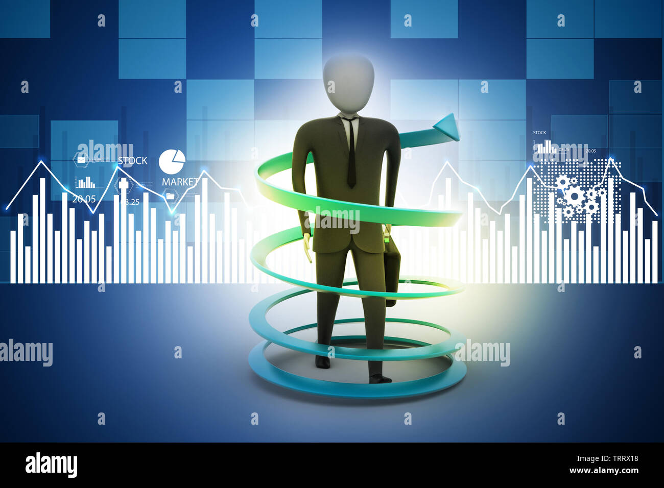 3d man business success concept Stock Photo - Alamy