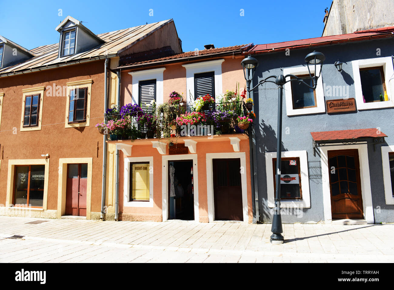 Colorful old buildings on Njegoševa road - the main commercial street ...