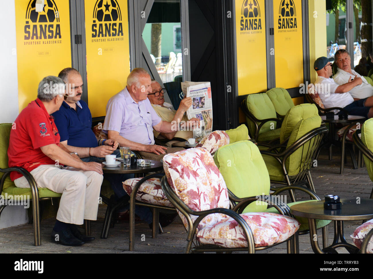 Montenegrin men in a local coffee shop on Njegoševa road in Cetinje ...