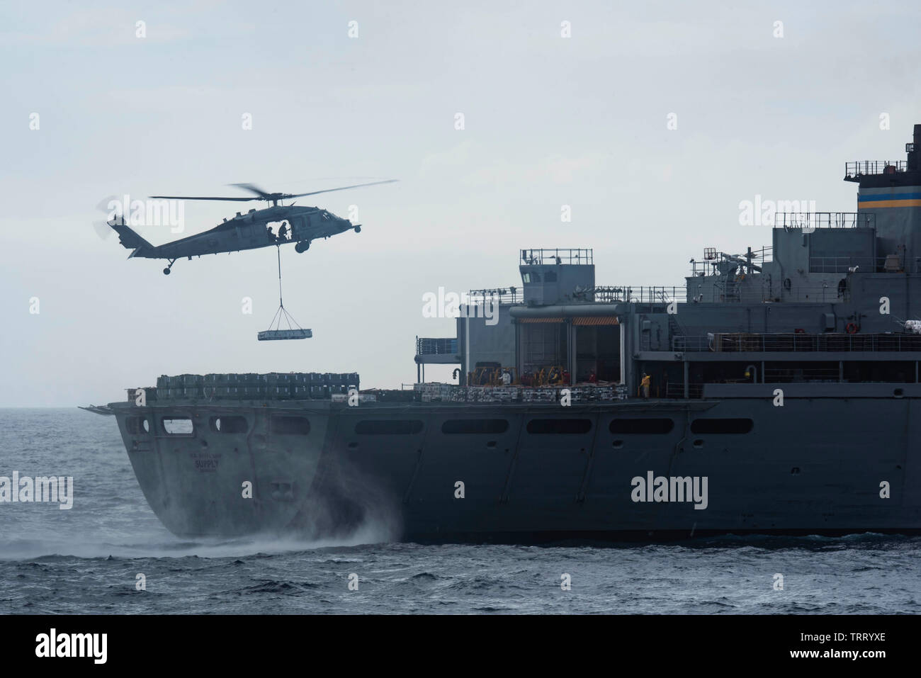 190610-N-RQ450-0335 ATLANTIC OCEAN (June 10, 2019) An MH-60S Sea Hawk ...