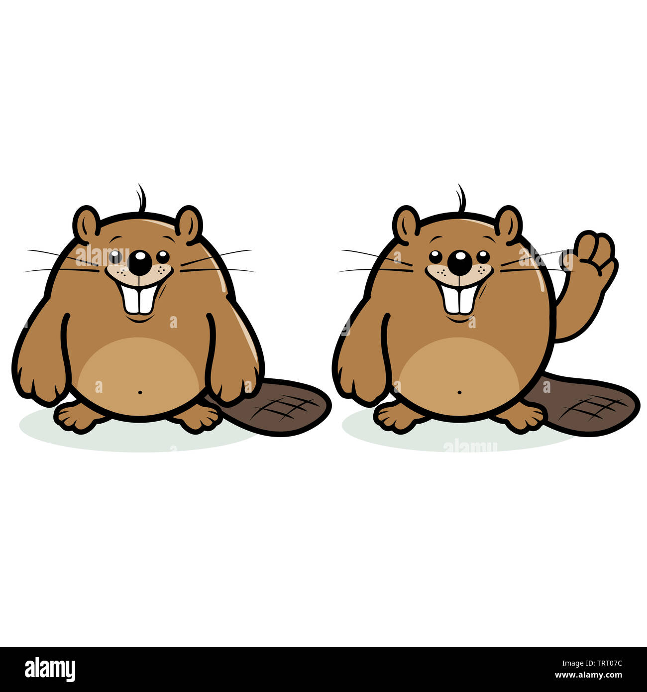 Cute beaver character. Cartoon castor animal mascot on white background ...