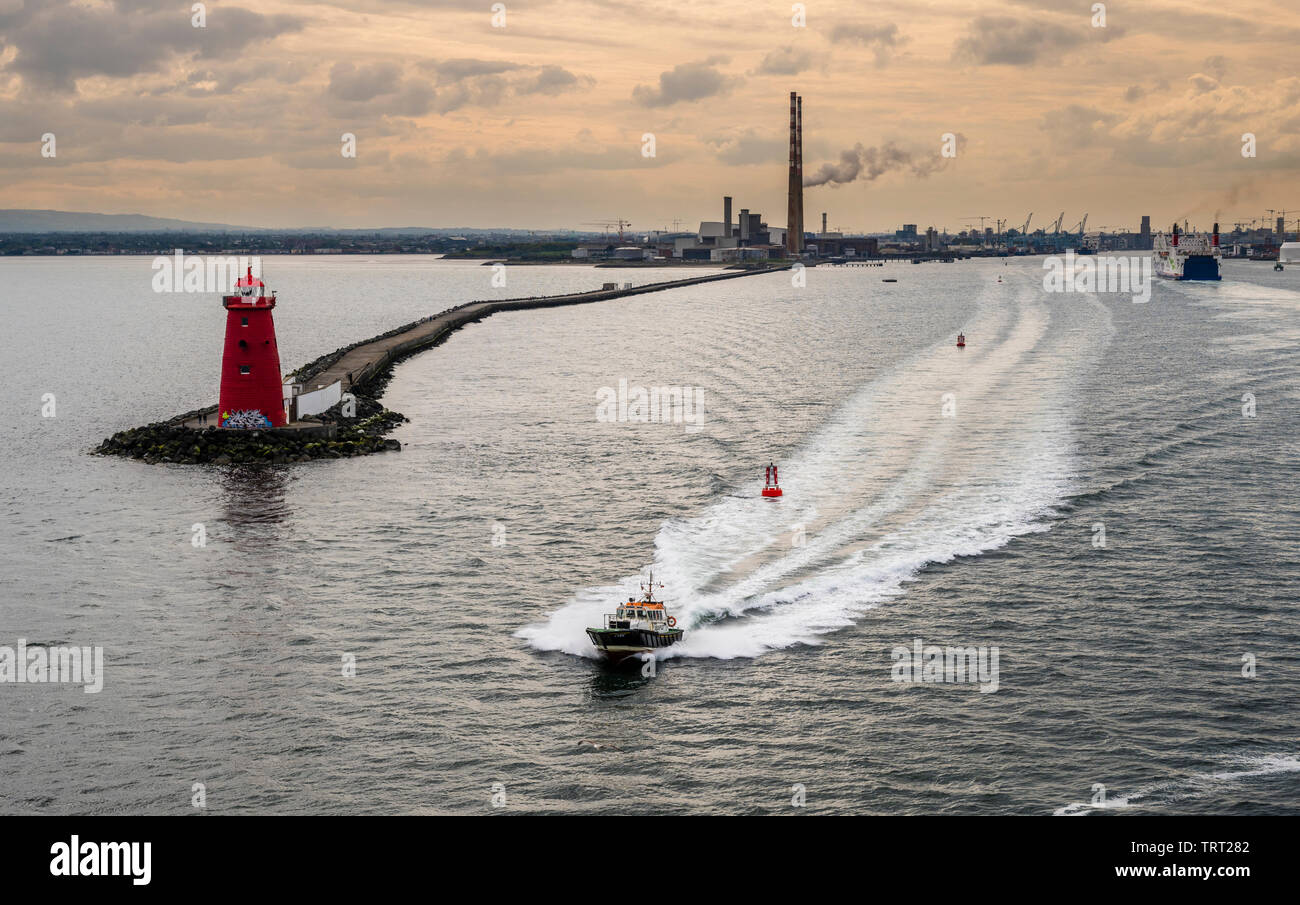 The mouth of the River Liffey, Dublin Port, with the Dublin Pilot Boat ...