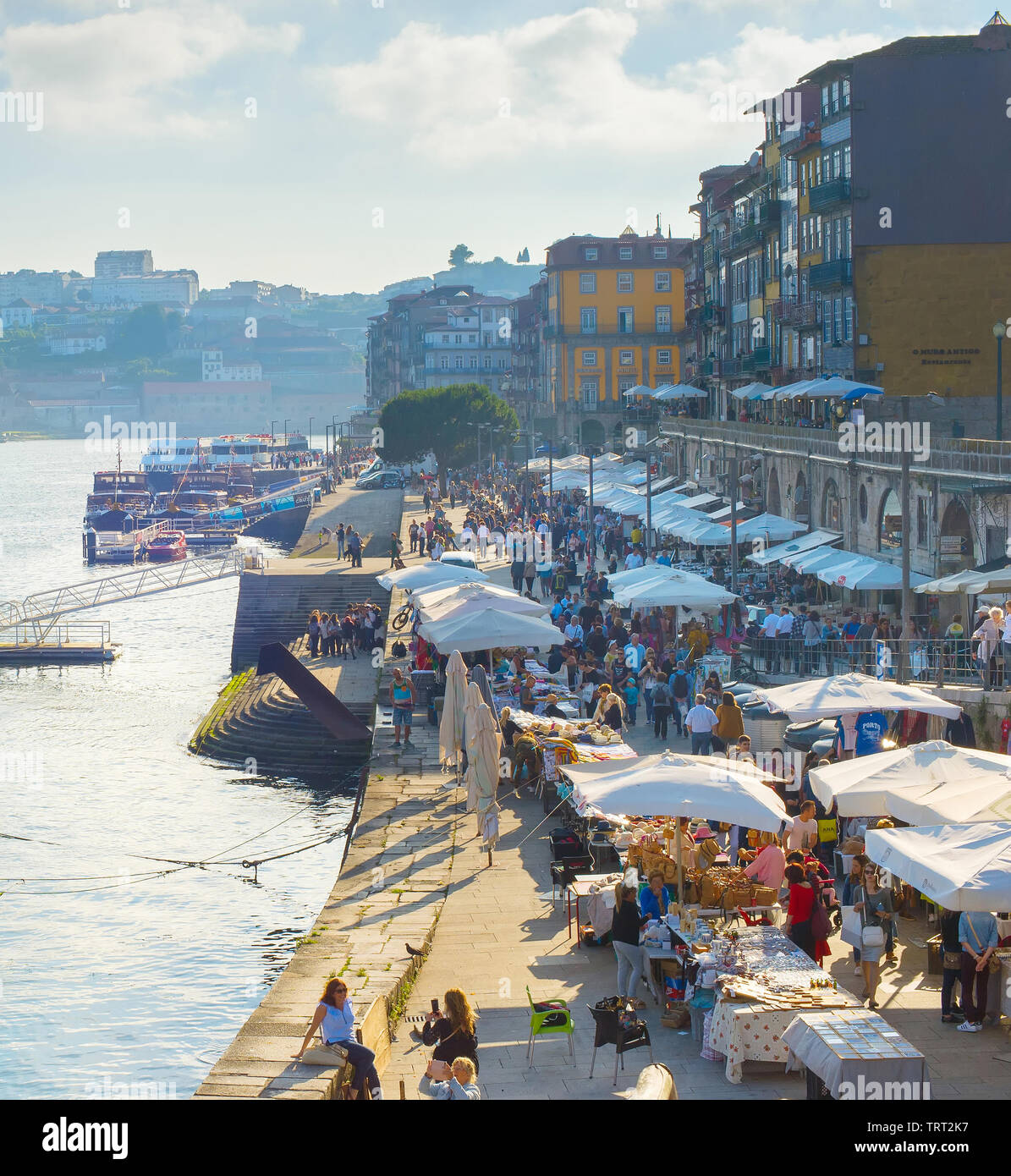 PORTO, PORTUGAL - JUNE 2, 2017: Cityscape with Porto Old Town quay ...