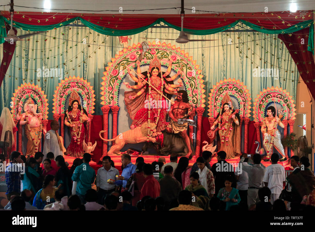 Hindu community people offer prayers as part of the rituals during the ...