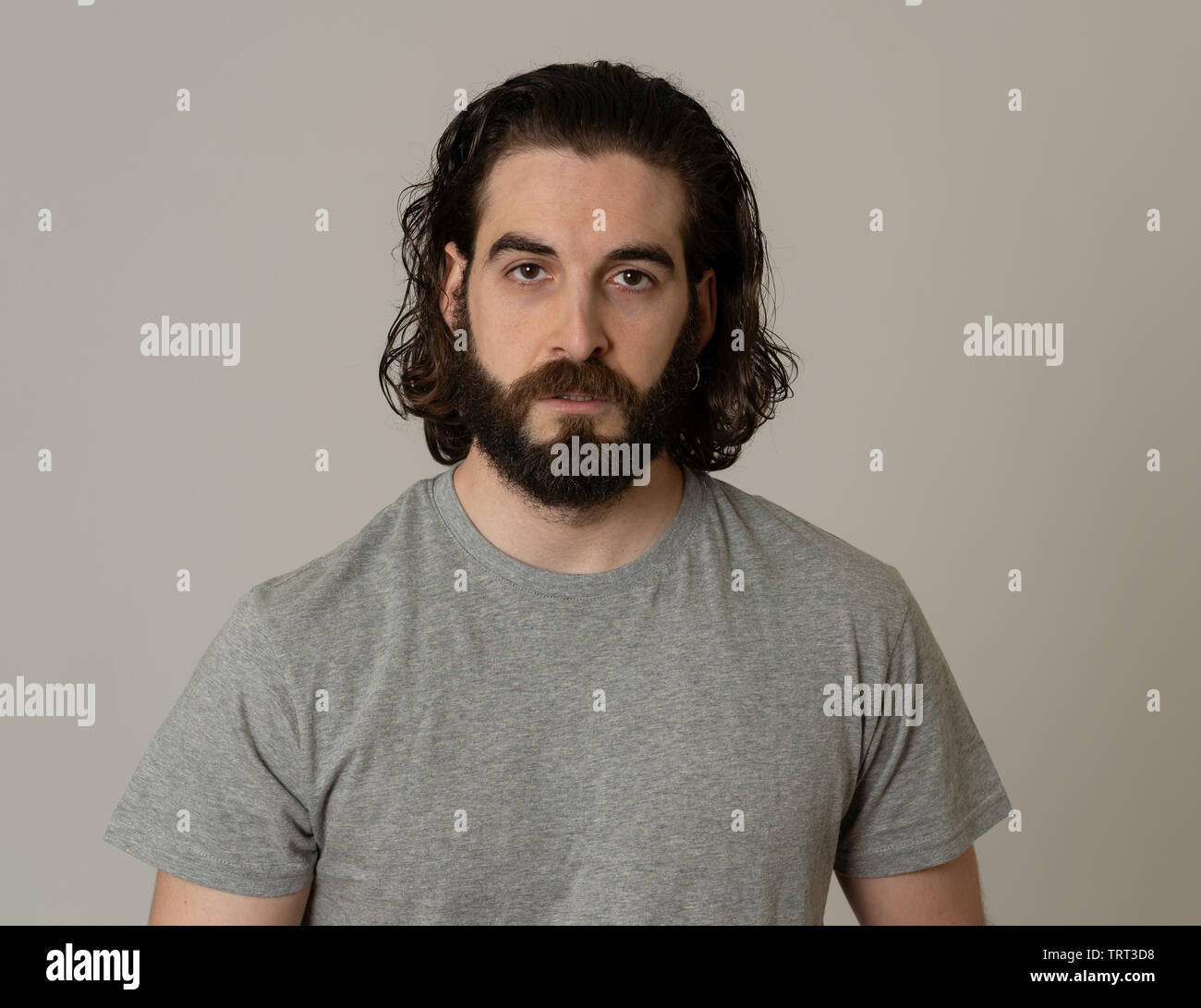Scary man long hair hi-res stock photography and images - Alamy