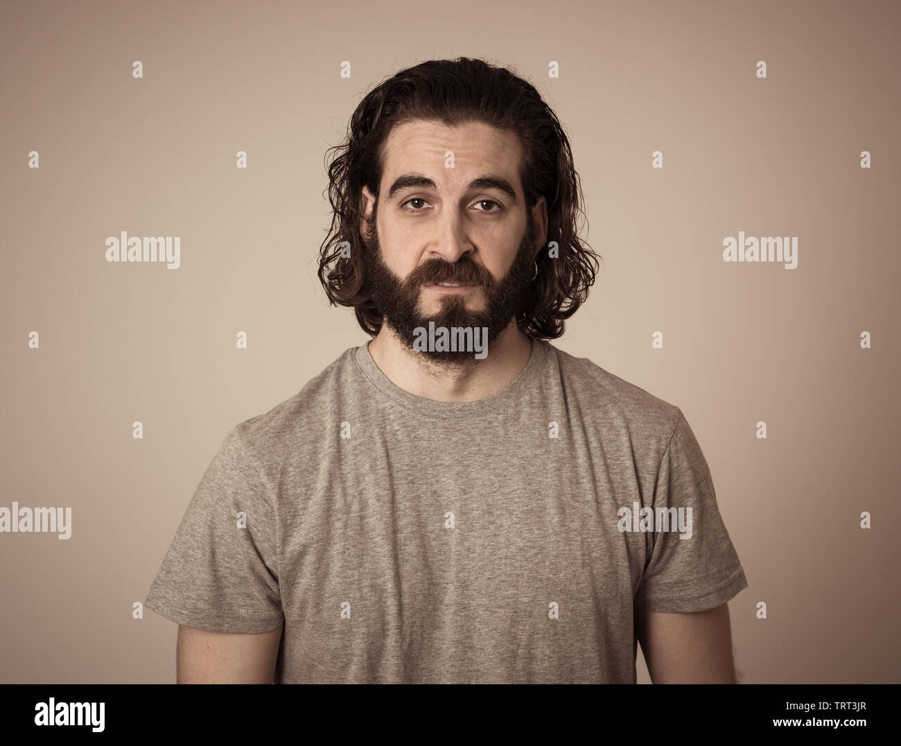 Sad sensitive man looking depressed and desperate feeling sorrow ...