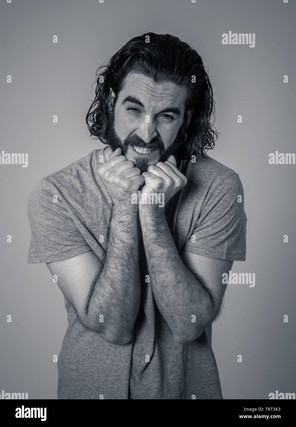 Sad sensitive man looking depressed and desperate feeling sorrow ...