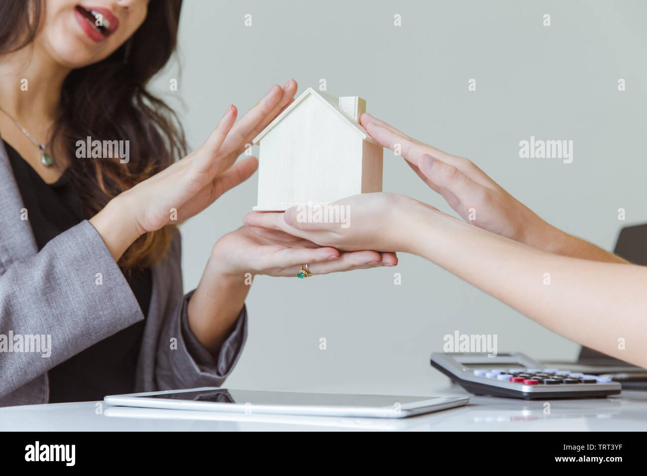 Buying rental home sale agency give new home ready to move in concept ...