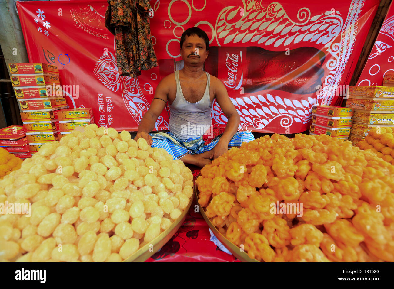 Traditional sweets at a stall on the occasion of Durga Puja on the ...