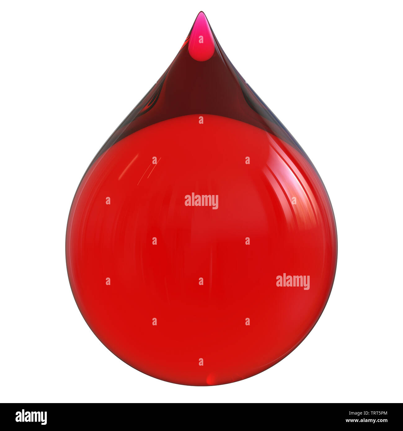 Drop of blood red liquid translucent abstract oil droplet form close-up ...