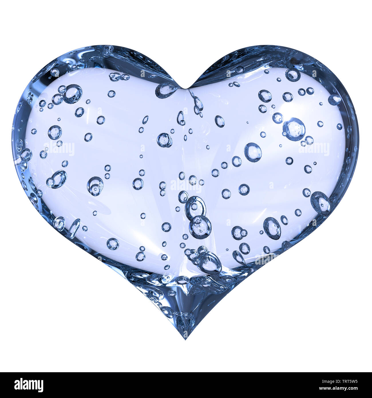 Liquid heart shape pure symbol water translucent with oxygen bubbles ...