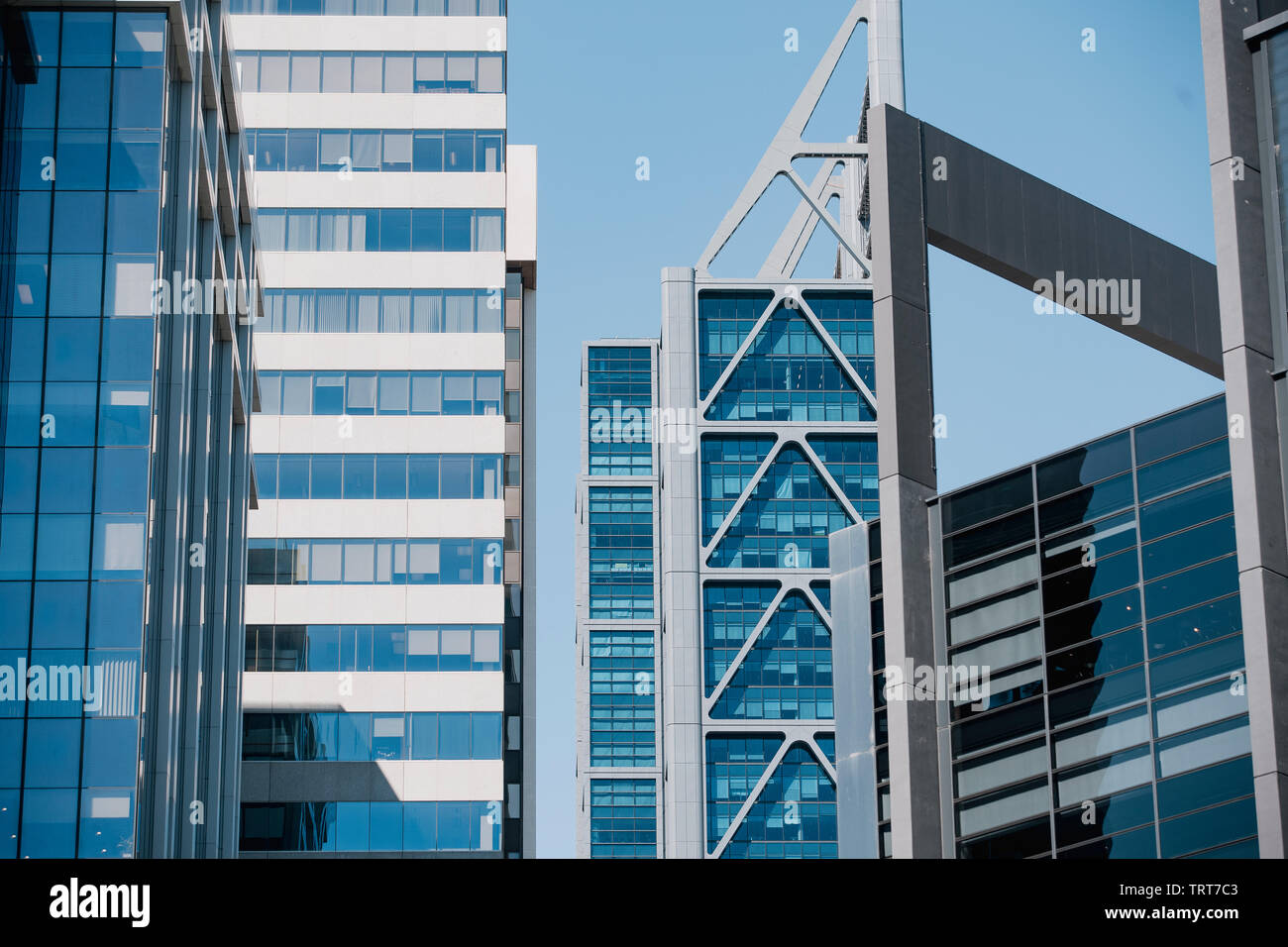 Tops of modern glass skyscrapers in Perth, Australia Stock Photo - Alamy