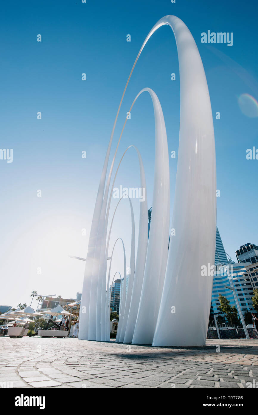 Side view of the 'Spanda' art sculpture on Elizabeth Quay, Perth Stock ...