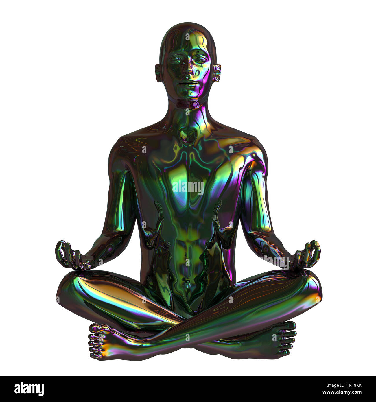 Iron human mental guru zen character. Figure stylized man lotus pose ...