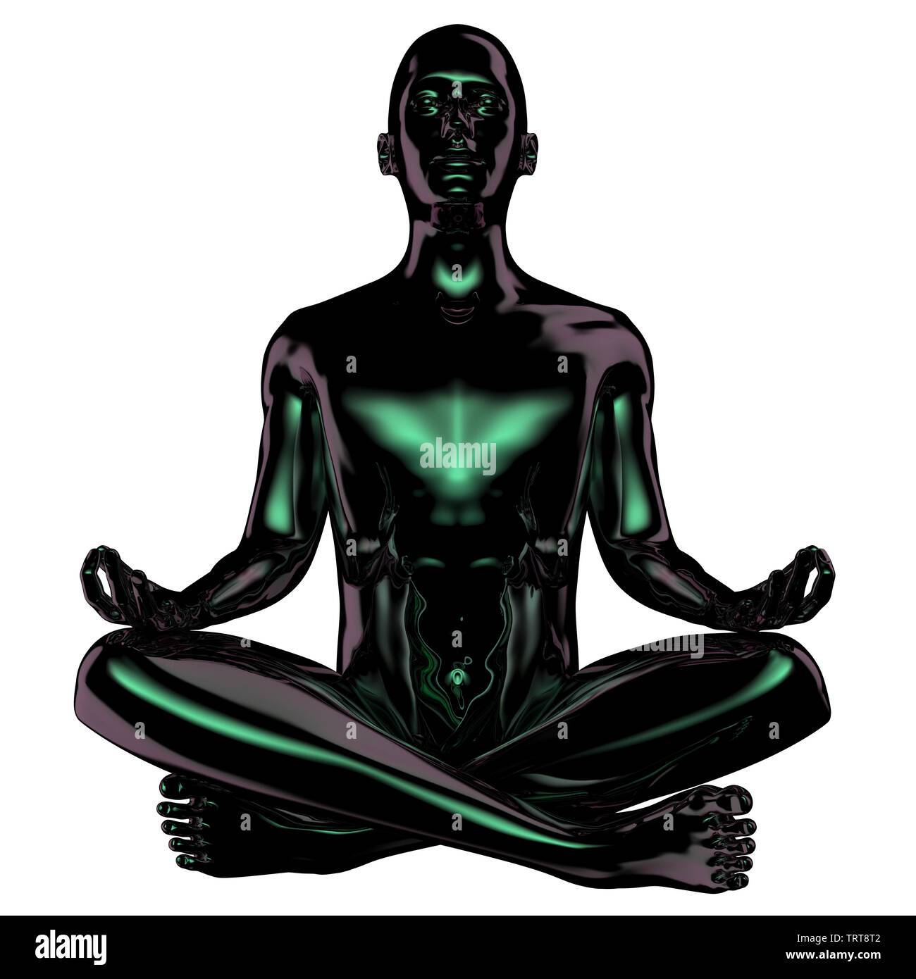 Man lotus pose stylized black polished figure. Human mental guru zen ...