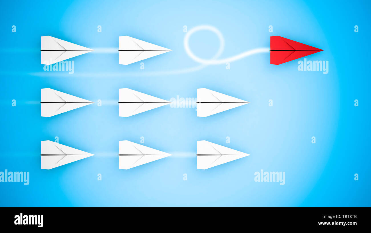 Leadership concept with paper planes 3D rendering Stock Photo - Alamy