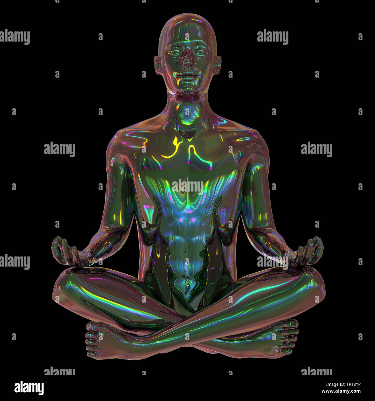 Man lotus pose stylized human mental guru character glossy stylized ...