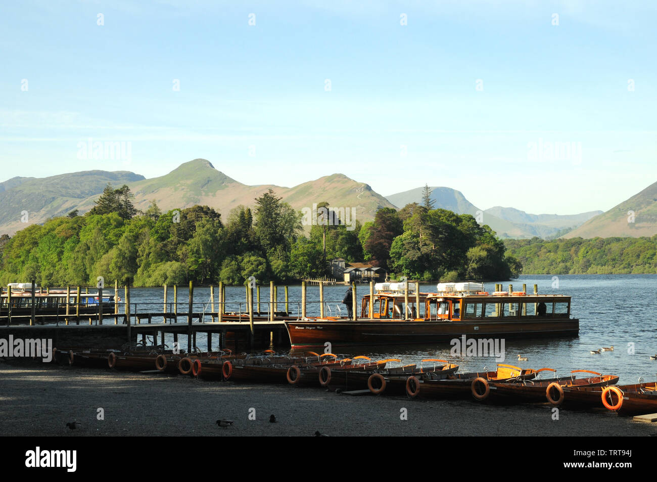 Launches from the Keswick Launch Company moored at the jetties at ...