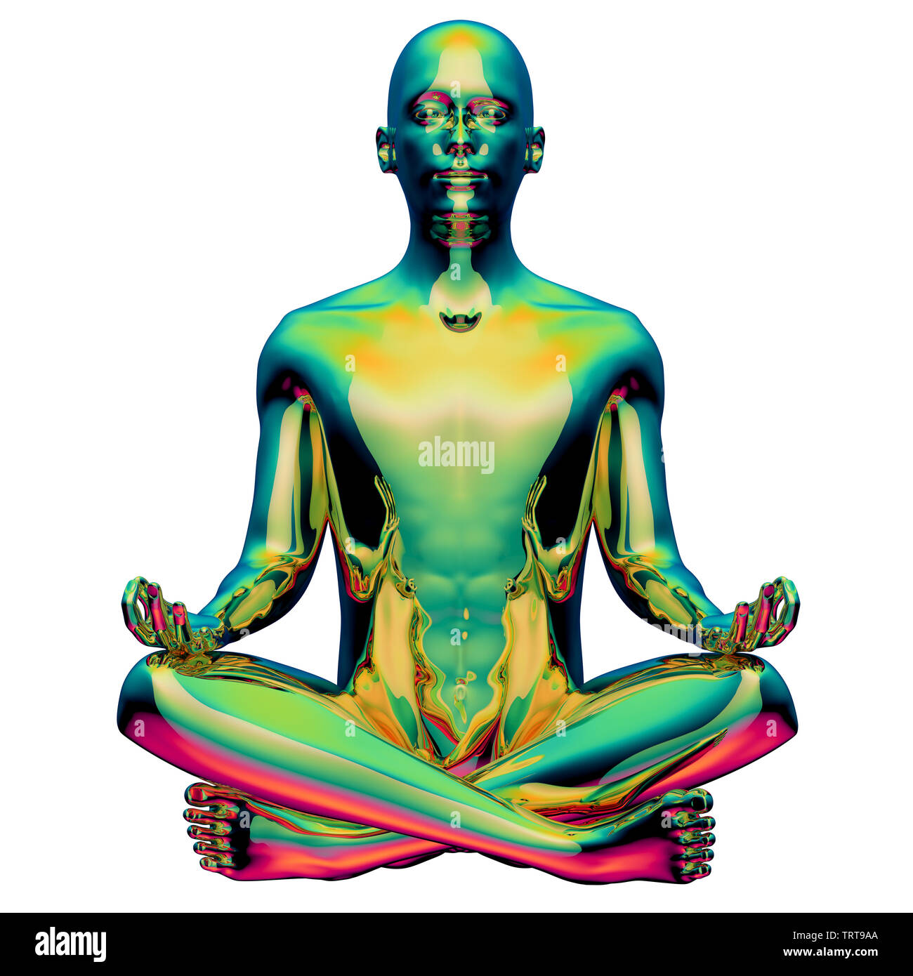 Lotus pose yoga man stylized figure golden green sparkling polished ...