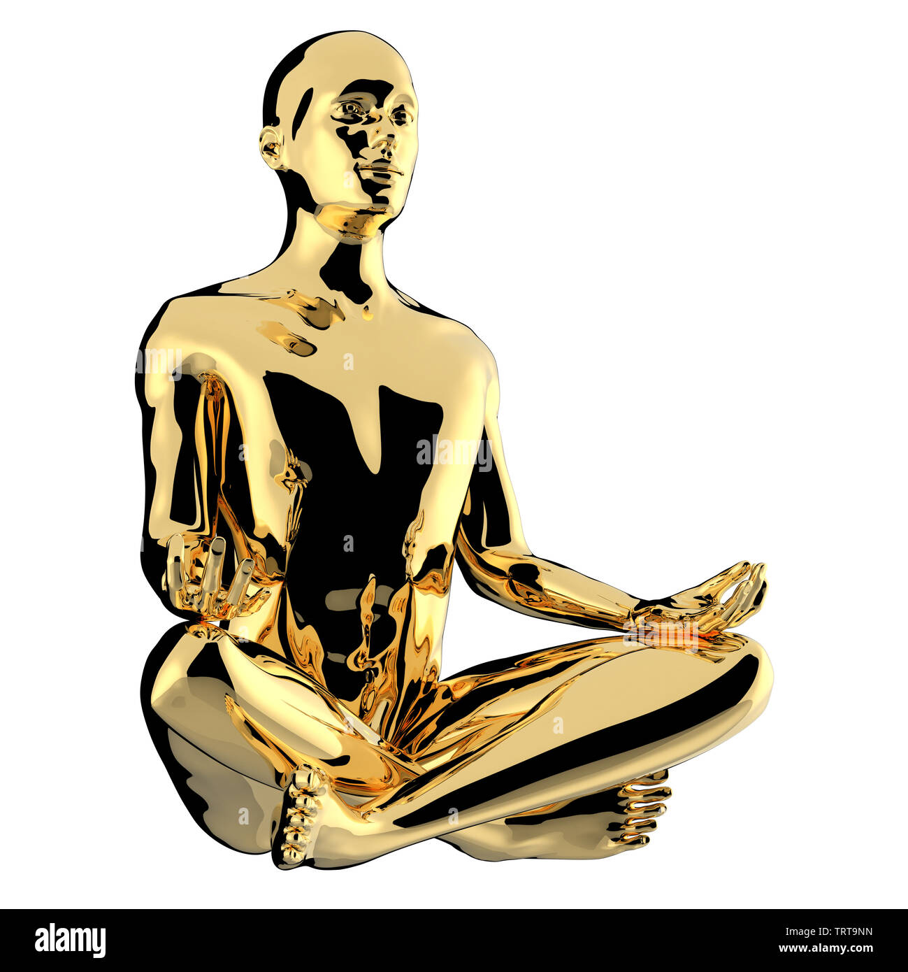 Gold yoga lotus pose man stylized figure polished. Peaceful nirvana ...