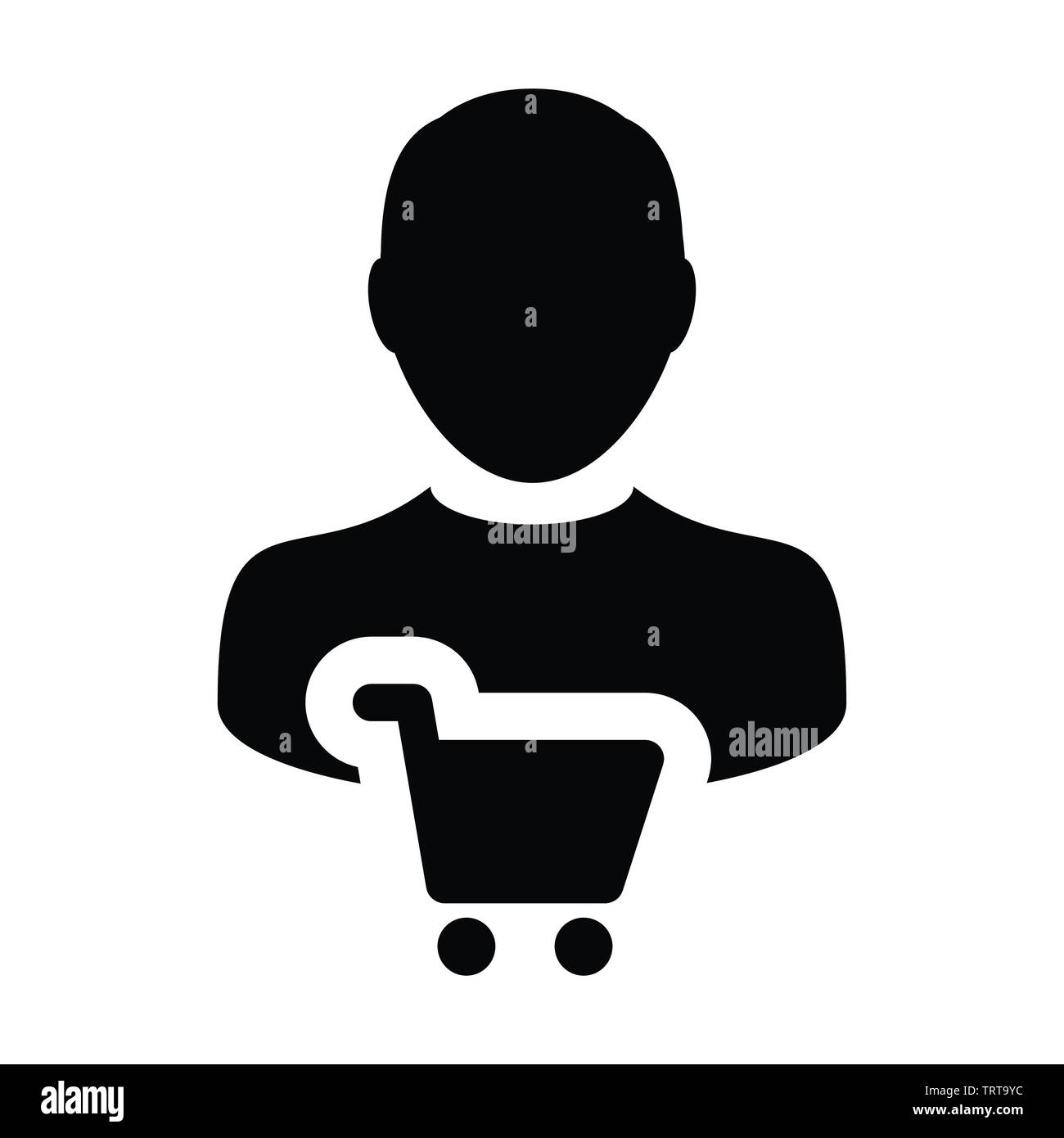 eCommerce icon vector with male customer person profile avatar symbol ...