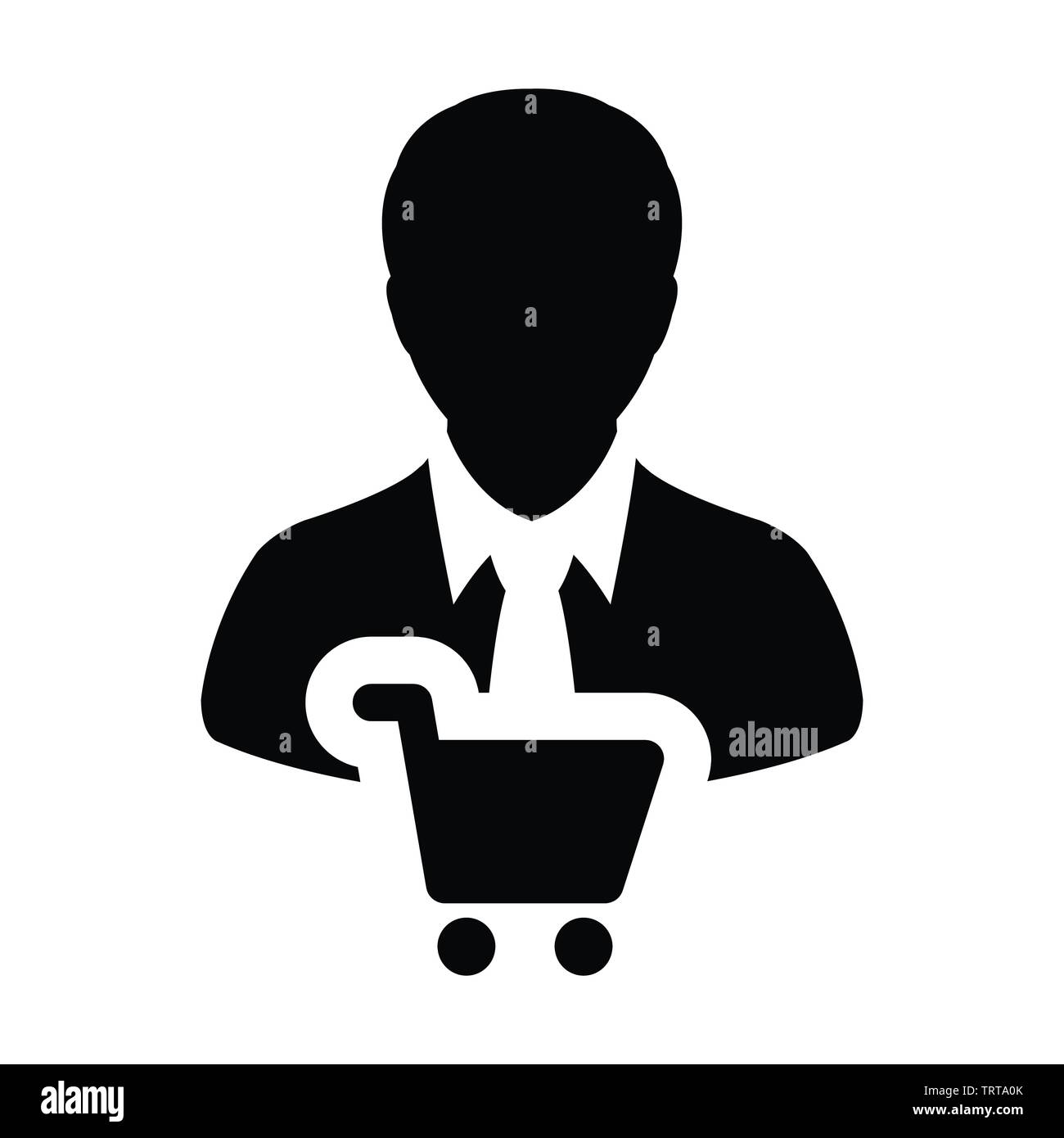 Shopper icon vector with male customer person profile avatar symbol for ...
