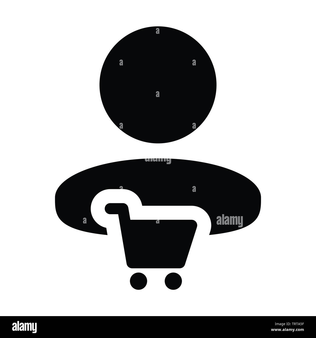 Trolley icon vector with male customer person profile avatar symbol for ...