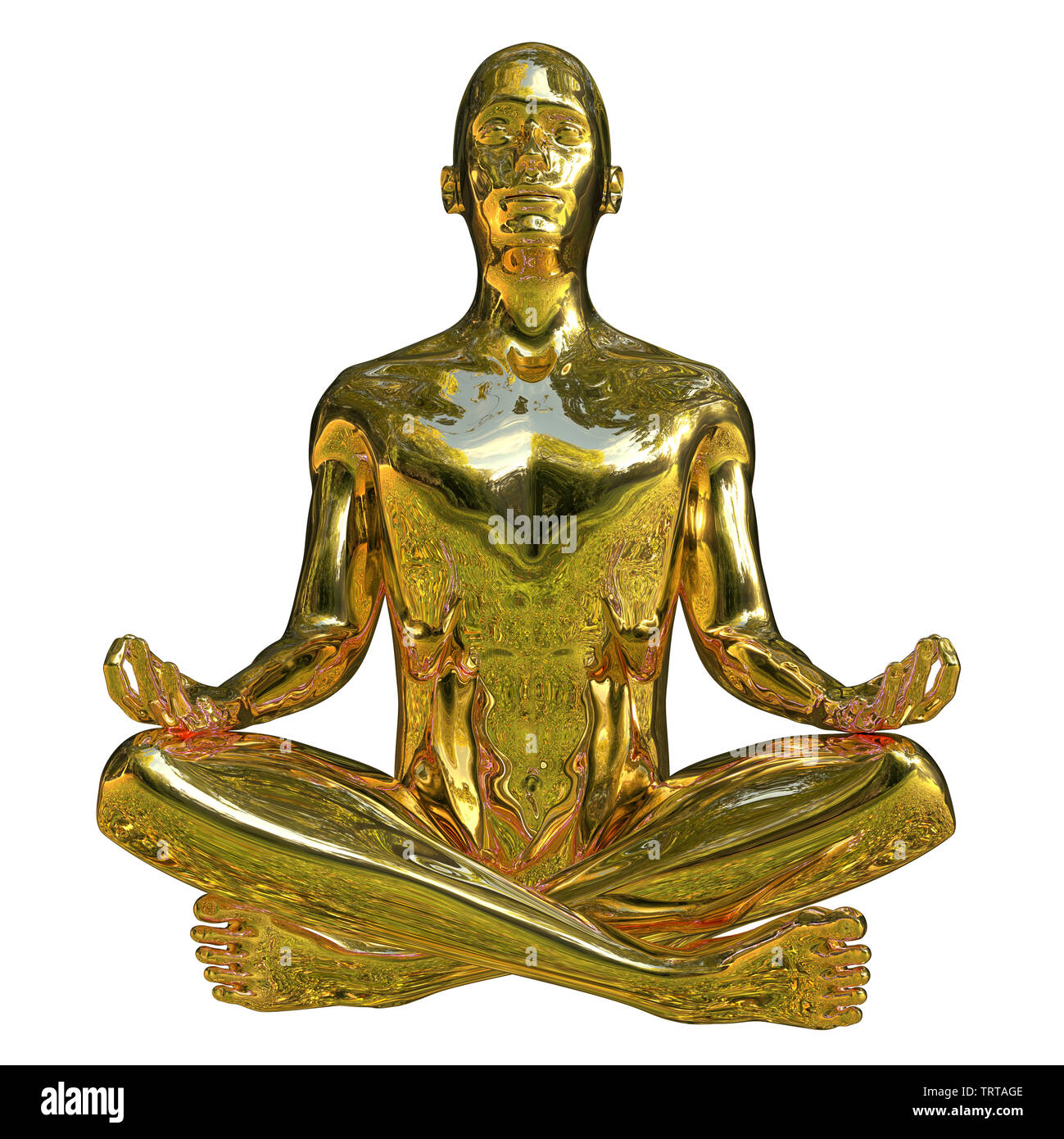 Man stylized figure peace of mind lotus pose golden polished. Human ...
