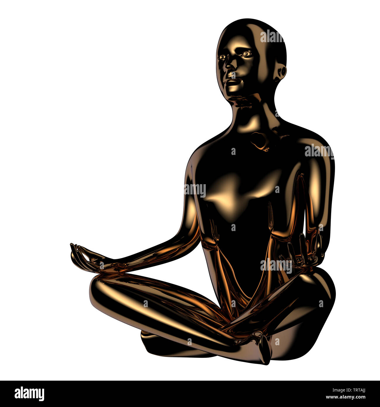 Yoga man lotus pose stylized figure golden dark reflections. Human ...