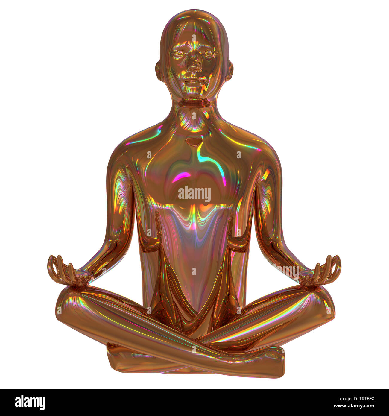 Stress man lotus pose golden stylized figure polished colorful ...