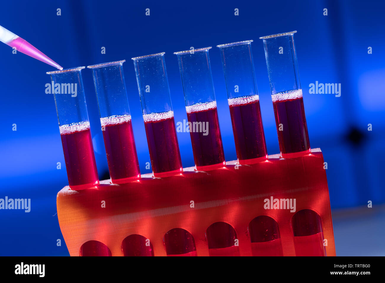 Test tube in rack and pipette media dispenser Stock Photo - Alamy