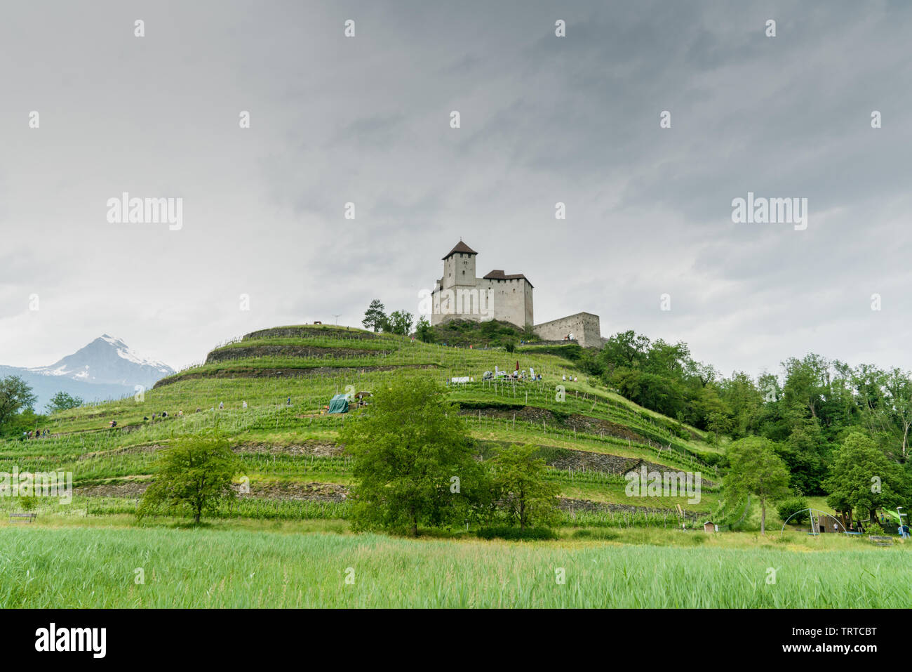 Balzers, FL / Liechtenstein - 9 June 2019: view of the historic ...