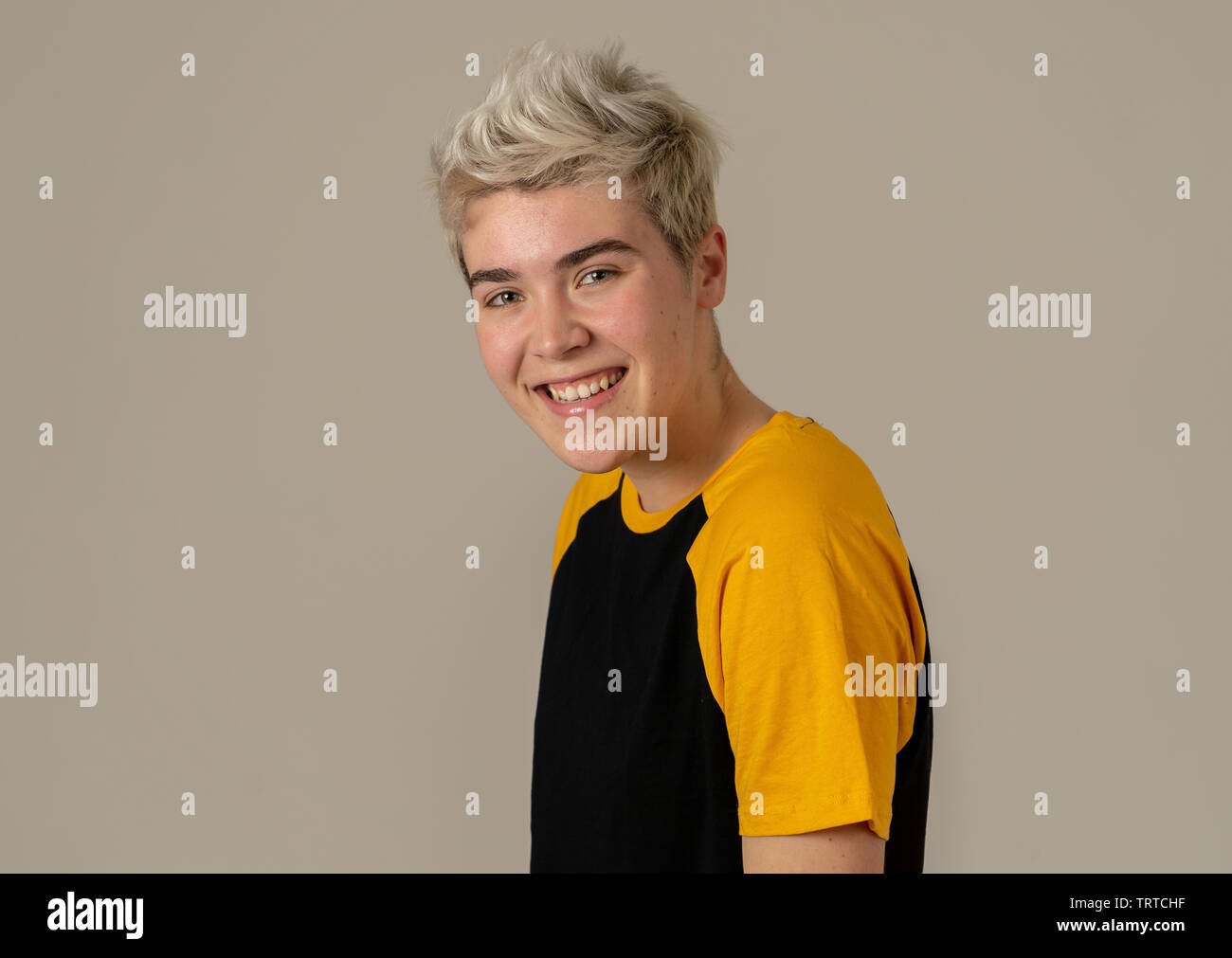 Portrait of young attractive stylish fashion teenager confident and ...