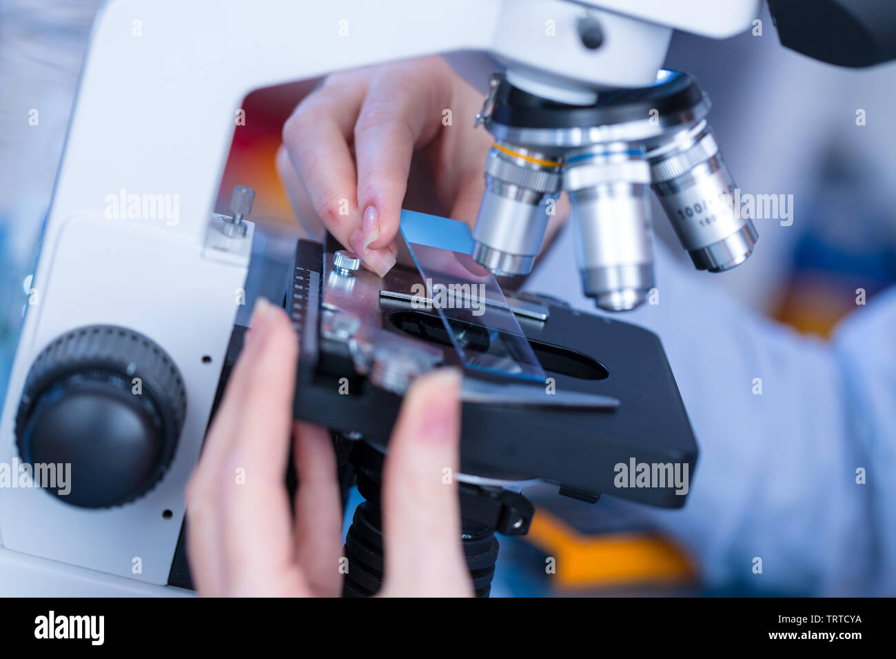 Microscope slide in the laboratory Stock Photo - Alamy