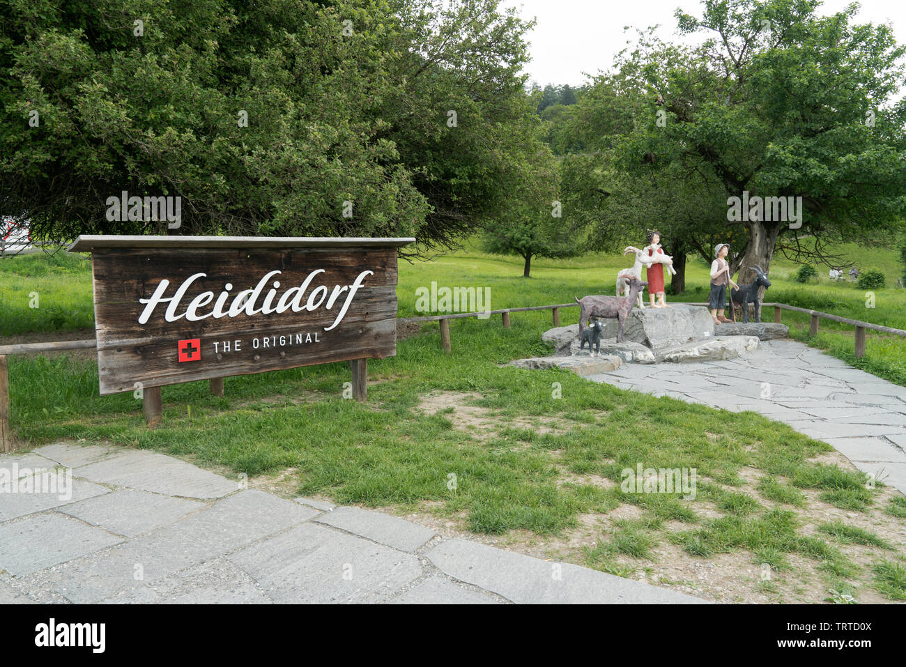 Maienfeld, GR / Switzerland - 9 June 2019: tourist attraction sign and ...