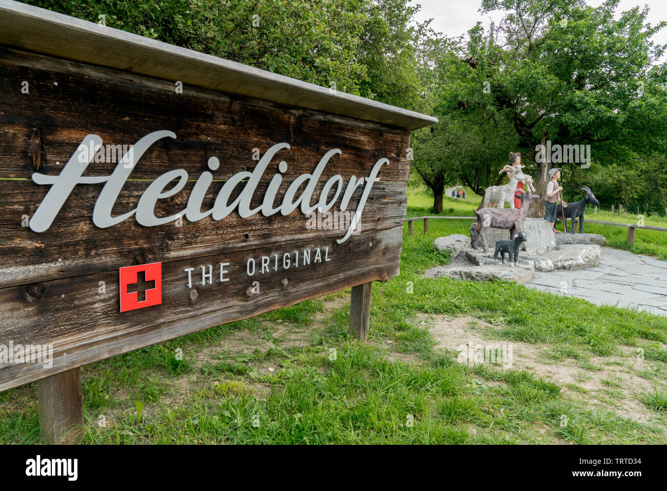 Maienfeld, GR / Switzerland - 9 June 2019: tourist attraction sign and ...