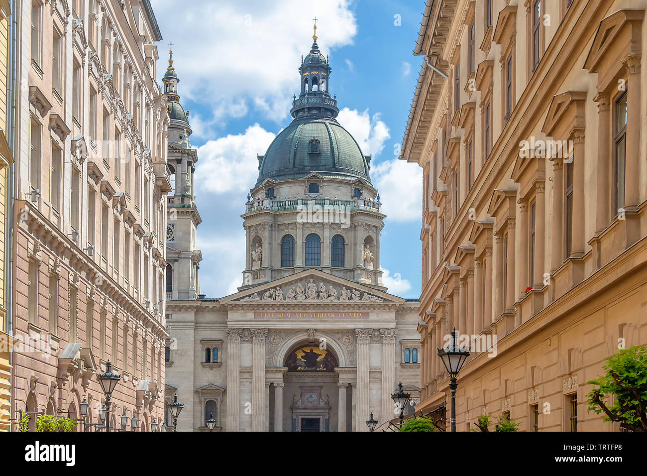 St. Stephen's Basilica, the largest church in Budapest, Hungary. It is ...