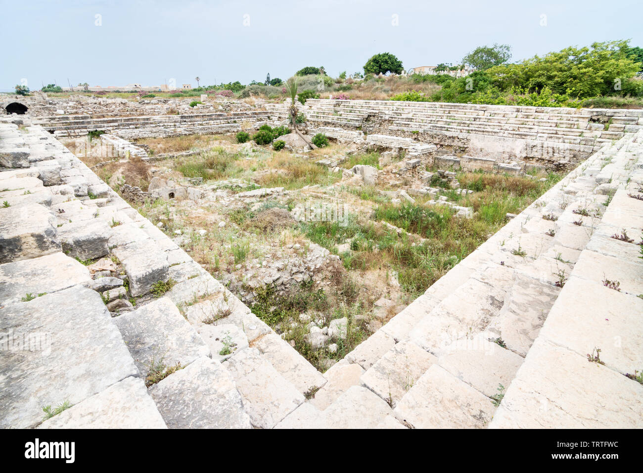 Rectangular arena in Al Mina archaeological site, Tyre, Lebanon Stock ...