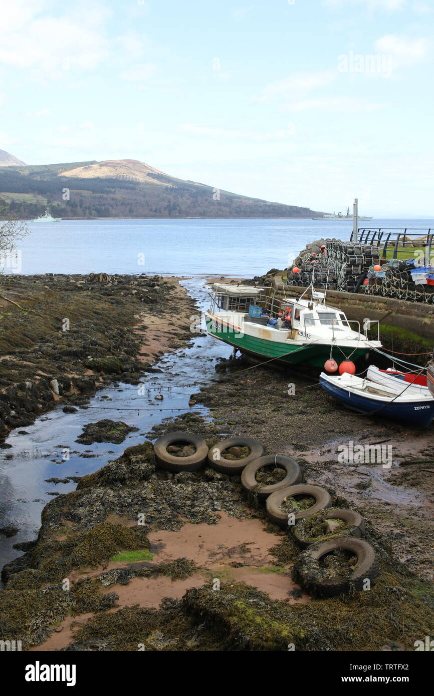 Fishing boats in the port of Brodick, Isle of Arran, Sotland, United ...