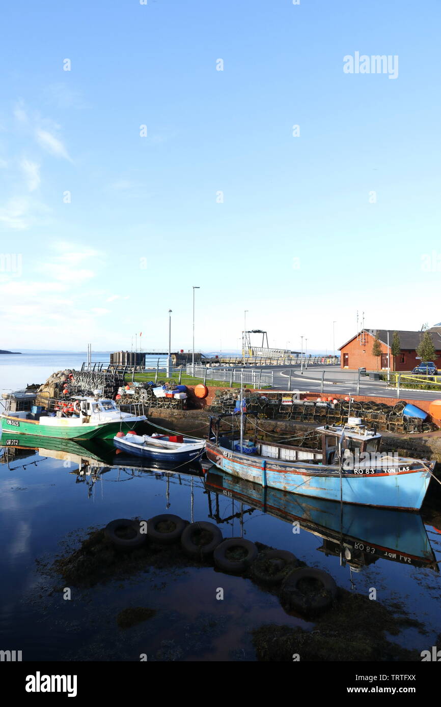 Fishing boats in the port of Brodick, Isle of Arran, Sotland, United ...