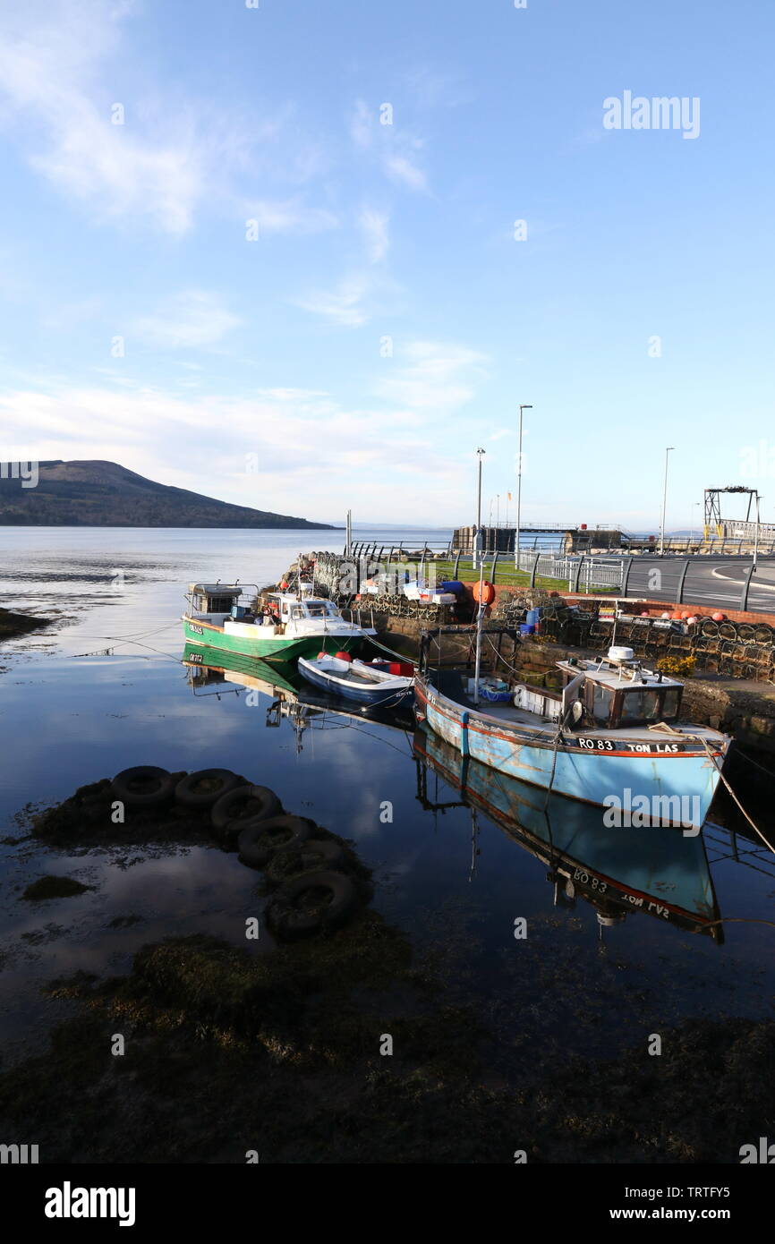 Fishing boats in the port of Brodick, Isle of Arran, Sotland, United ...