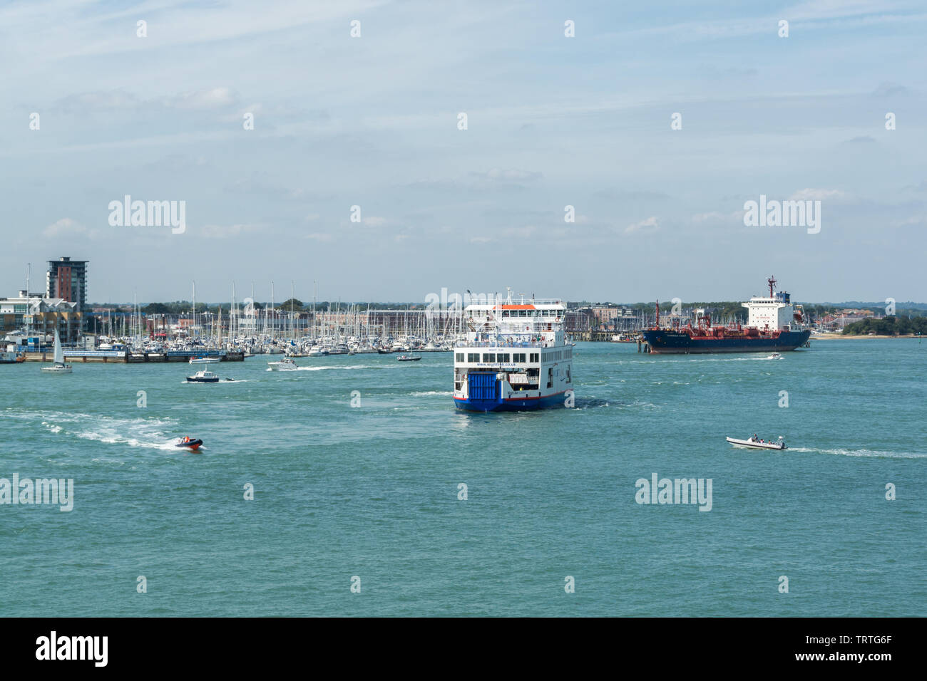 Ferry on route to Isle of Wight Stock Photo - Alamy