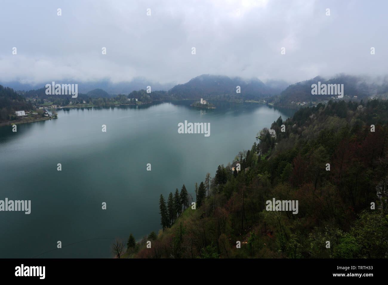 Ariel view of lake bled church hi-res stock photography and images - Alamy