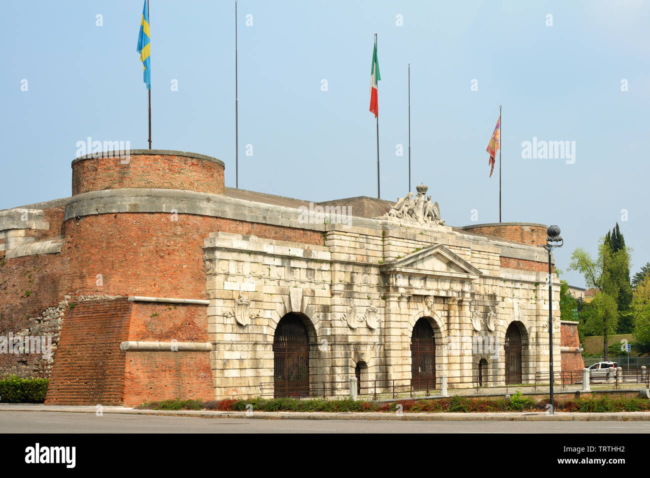 Old city gate Porta Nuova of Verona from the 16th century - Italy Stock ...