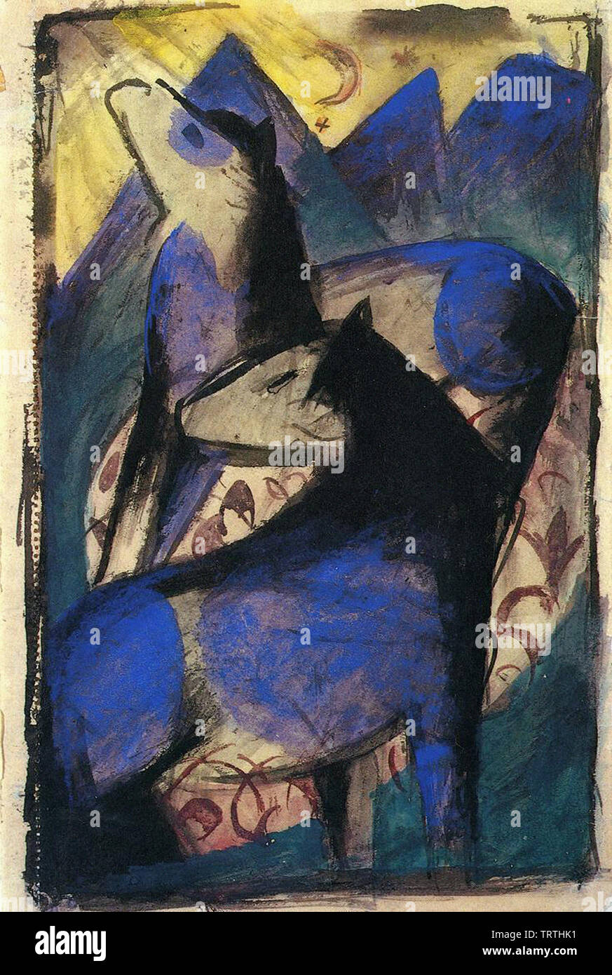 Franz Marc - Two Blue Horses 1913 Stock Photo - Alamy