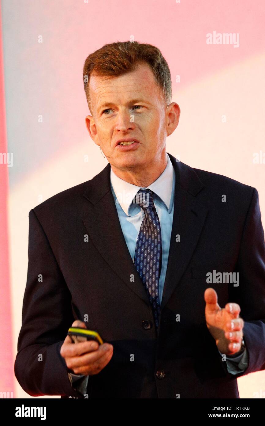 Adam Starkey, futurist, gives the key note speech on future trends, at ...