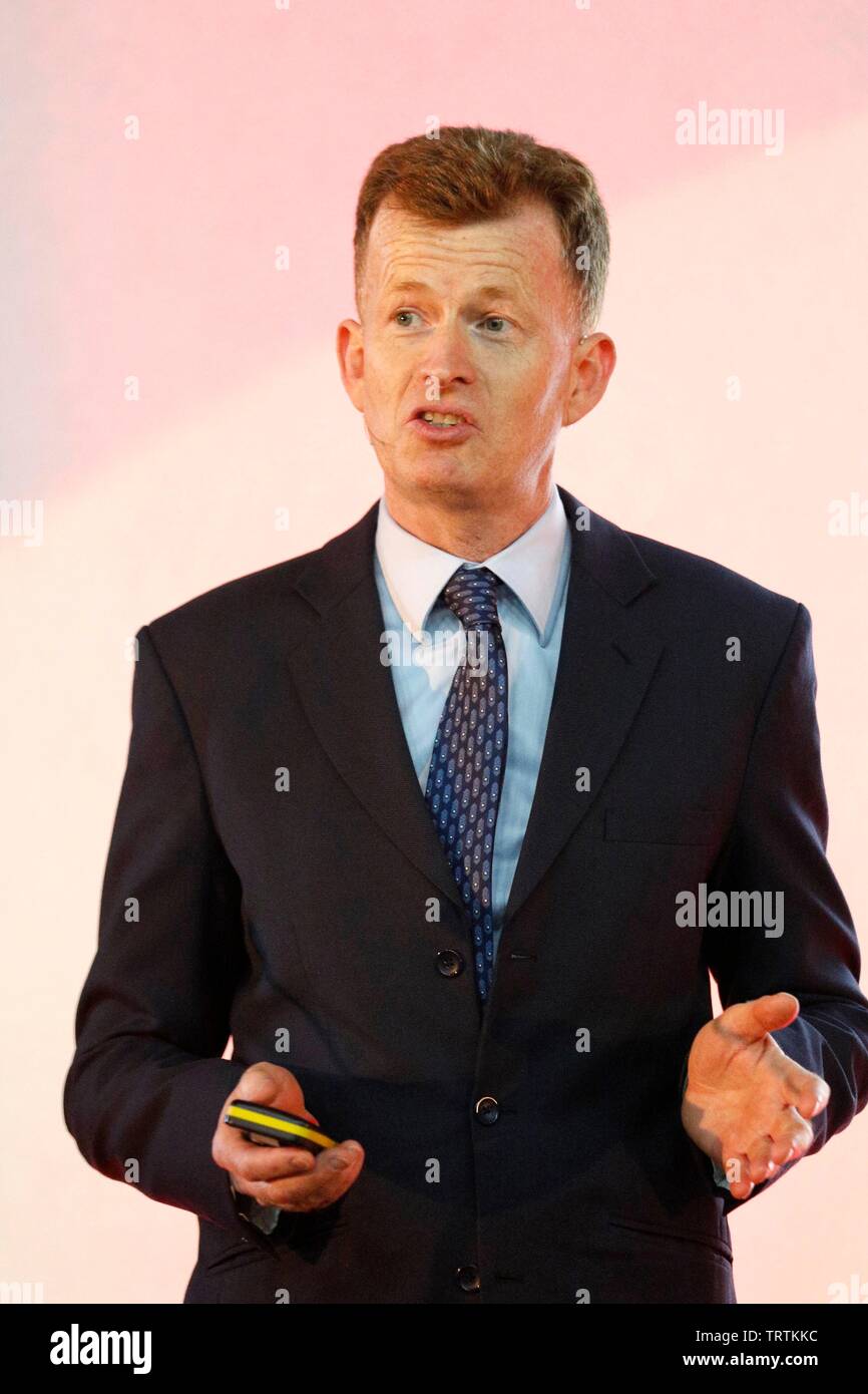 Adam Starkey, futurist, gives the key note speech on future trends, at ...