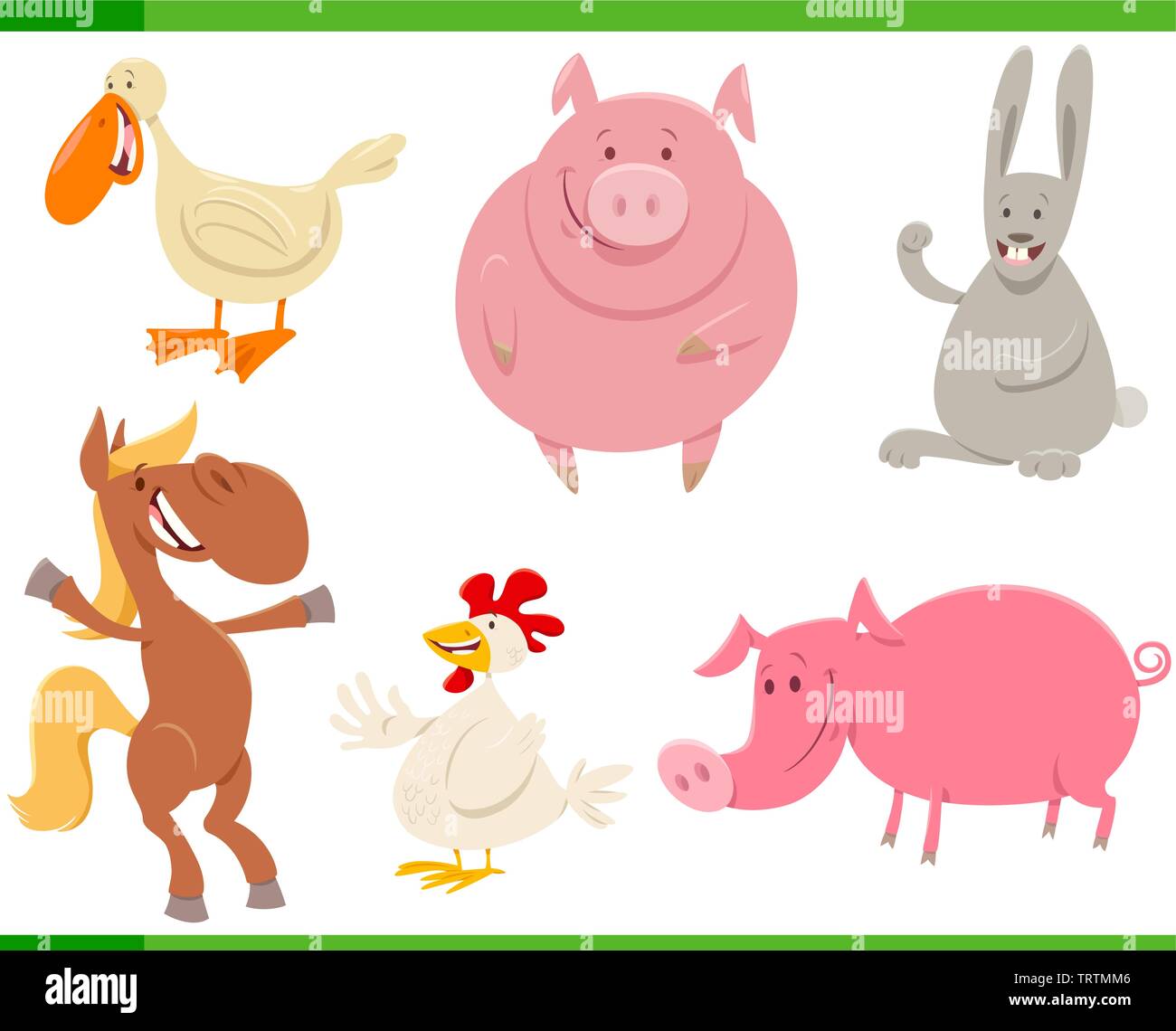 Cartoon Illustration of Funny Farm Animal Characters Set Stock Vector ...