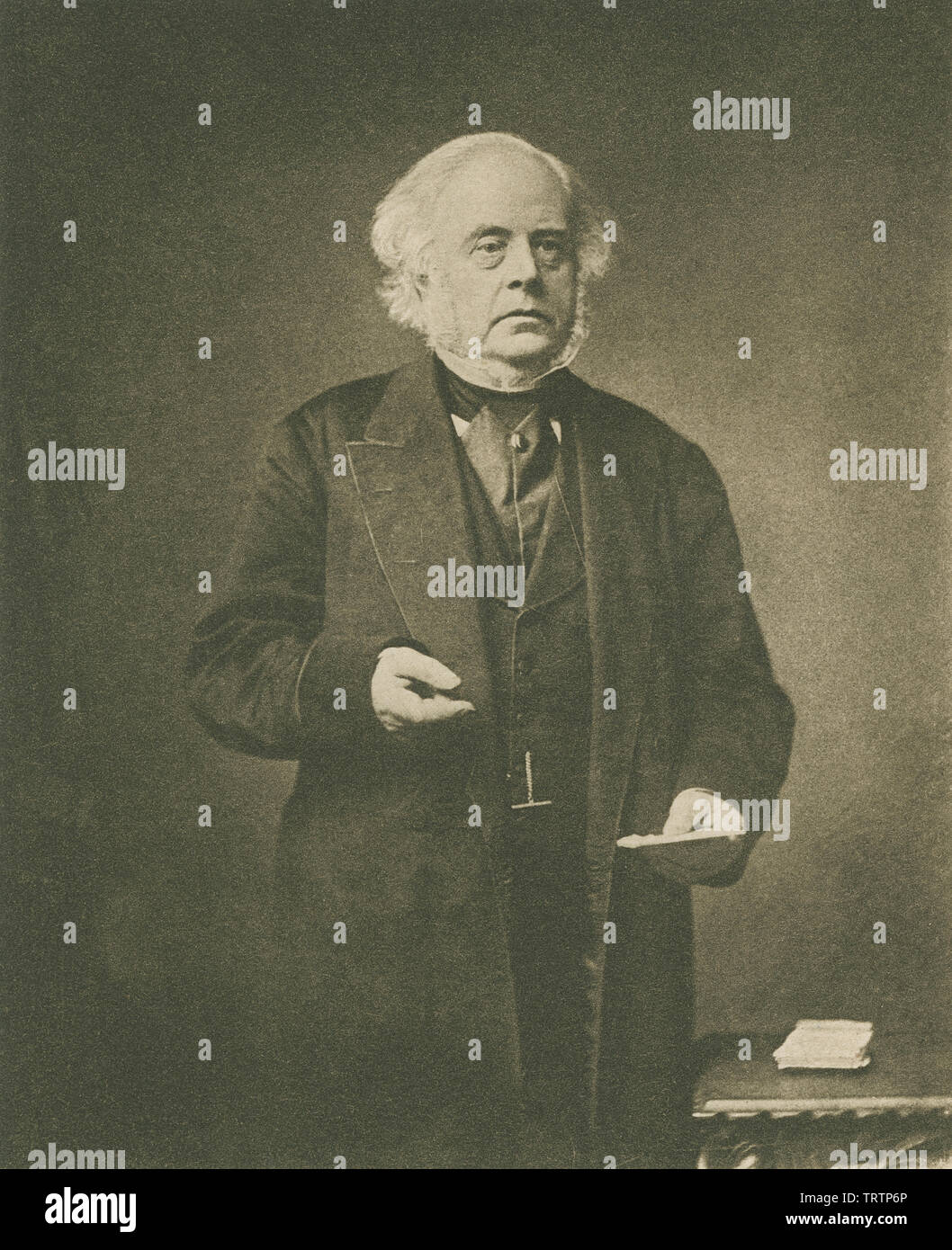 Antique 1914 etching, John Bright “from a photograph taken of him in ...